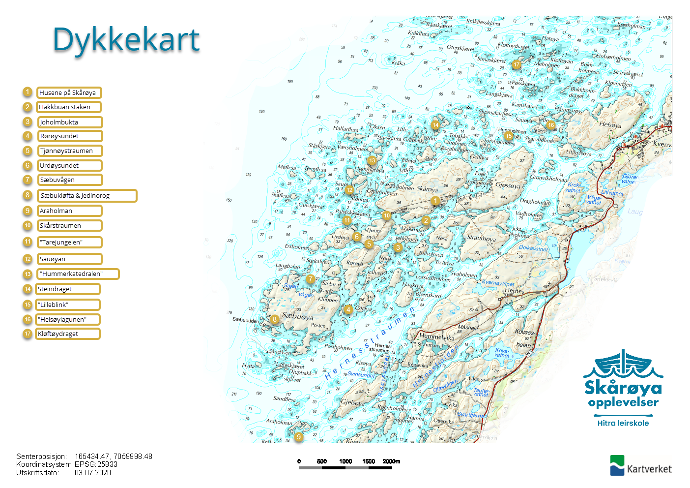 Kart for fridykking og UV jakt på Skårøya - Hitra - Hitra Leirskole ...